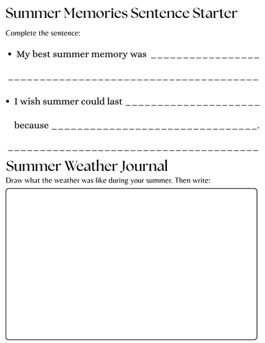 what i did over the summer worksheet | Teaching Resources
