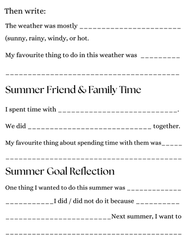 what i did over the summer worksheet | Teaching Resources