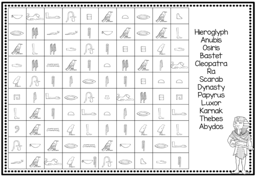 Ancient Egypt Hieroglyphics Puzzles | Egyptian Symbols Vocabulary ...
