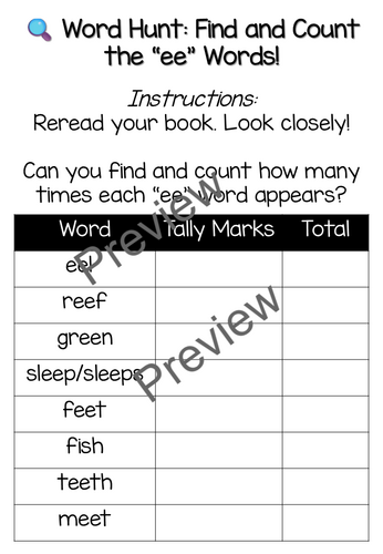 'ee' Phonics Mini Book – Decodable Reading Practice with Activities ...