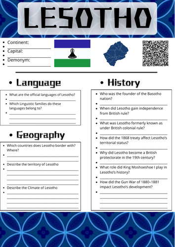 Country Study Research Project - Lesotho - Social Studies Report ...