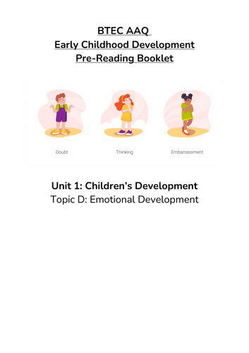 BTEC AAQ Early Childhood Development - Unit 1 - Aim E | Teaching Resources