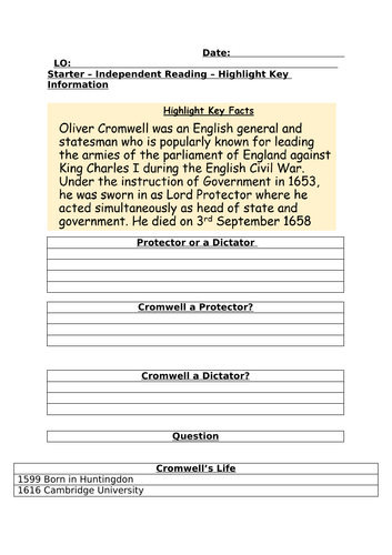 KS3 History British Civil War | Teaching Resources