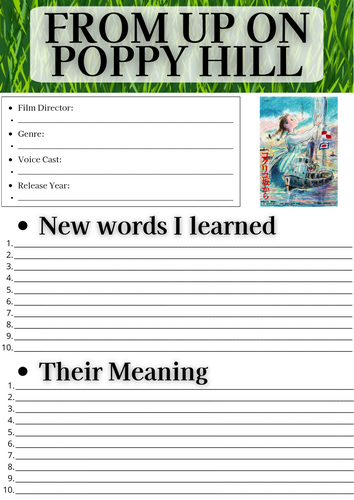 ESL Movie Guide Worksheets on "From Up On Poppy Hill" - Studio Ghibli ...