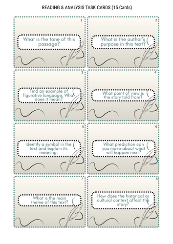 Reusable ELA/MYP English A Task Cards – Reading, Writing, and ...