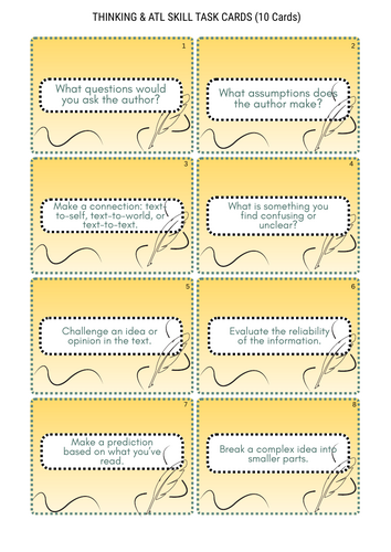Reusable ELA/MYP English A Task Cards – Reading, Writing, and ...