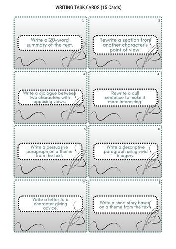 Reusable ELA/MYP English A Task Cards – Reading, Writing, and ...