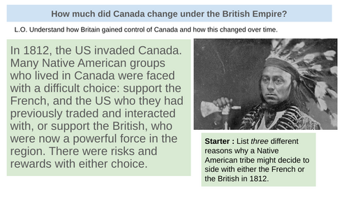 The British Empire in Canada – KS3 History Lesson | Teaching Resources