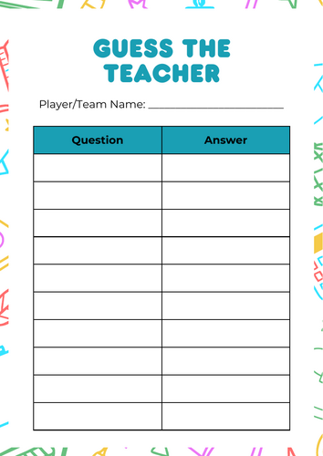 Guess the Teacher – Staffroom Quiz PowerPoint with Answer Sheet ...