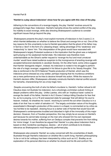 A-level OCR English Literature: Hamlet essay | Teaching Resources