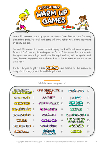 Primary Warm up games for Physical Education - 24 sports activities ...
