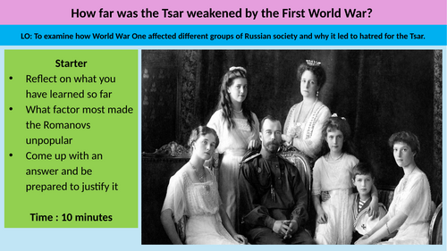 Impact of WW1 on Tsarist Russia | Teaching Resources