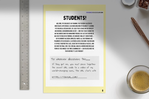 Psychology Escape Room Revision Activity - Paper 1 OCR GCSE Psychology ...