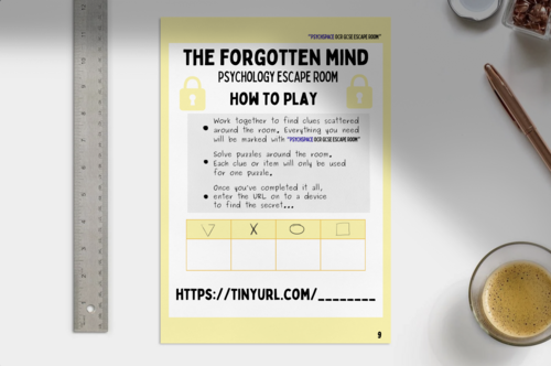 Psychology Escape Room Revision Activity - Paper 1 OCR GCSE Psychology ...