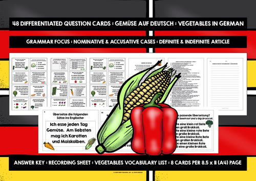 GERMAN VEGETABLES CHALLENGE CARDS | Teaching Resources