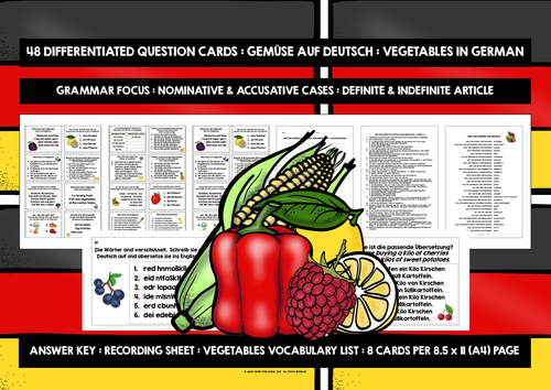 GERMAN FRUITS & VEGETABLES CHALLENGE CARDS | Teaching Resources