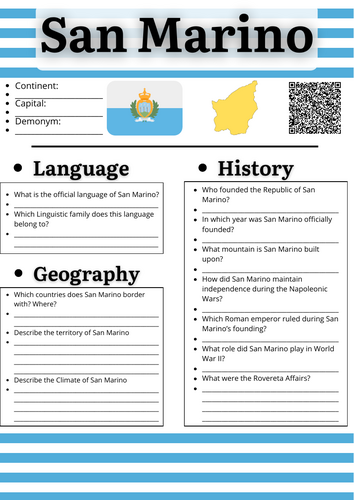 Country Study Research Project - San Marino - Social Studies Report ...