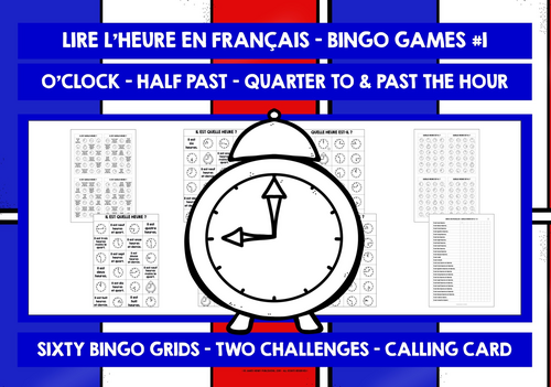 FRENCH TELLING THE TIME BINGO #1 | Teaching Resources