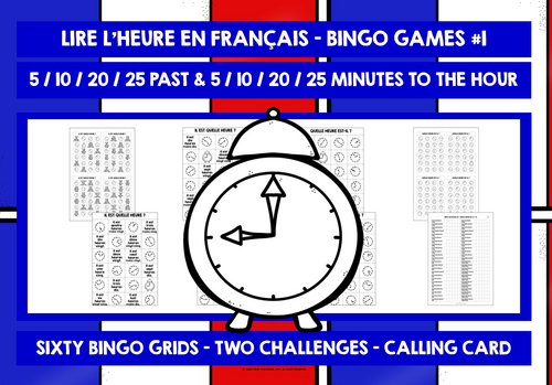 FRENCH TELLING THE TIME BINGO #2 | Teaching Resources