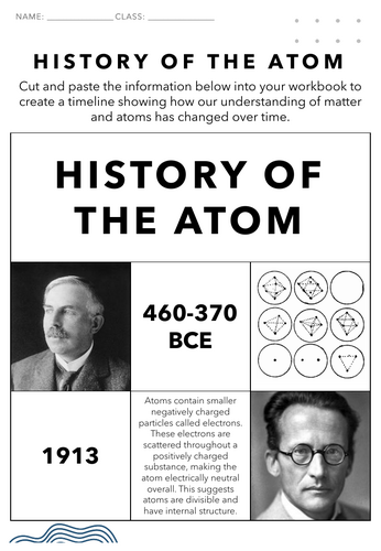 Timeline of Atomic Theory | Cut and Paste Activity | Teaching Resources
