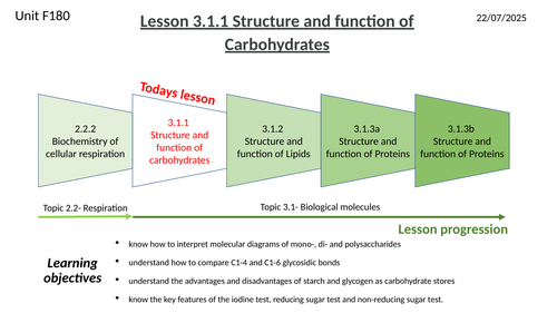 OCR AAQ F180 Biology B3.1 Lesson 1 Structure and Function of ...