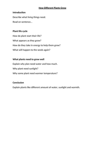 KS1 Year 2 Science: Full Plant Growth & Investigation Unit | 6 week ...