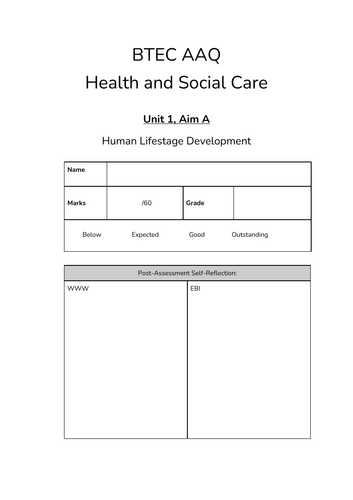 BTEC AAQ Health and Social Care - Unit 1 - Aim A Bundle | Teaching ...