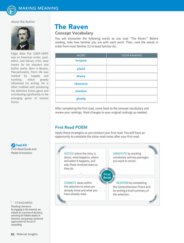 The Raven by Edgar Allan Poe (Close Reading) | Teaching Resources