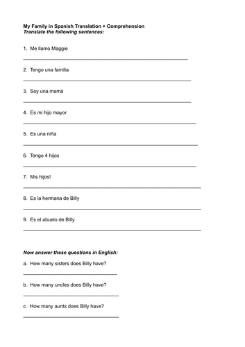 My Family in Spanish - Mi Familia | Teaching Resources