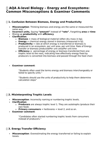 AQA A level Biology Revision 2026 Misconception & Practice Chapter 13 ...