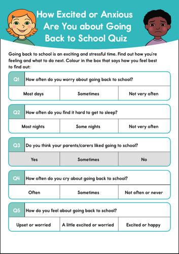 Back to School Anxiety Quiz & Assessment Tool - Student Mental Health ...