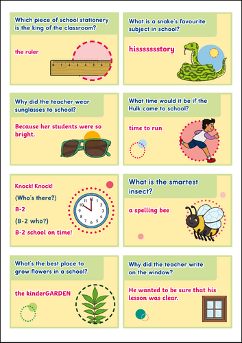 School Jokes Cards for Kids - Funny Classroom Humor & Brain Breaks ...