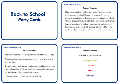 Back to School Worry Cards - Social Emotional Learning Activities for ...