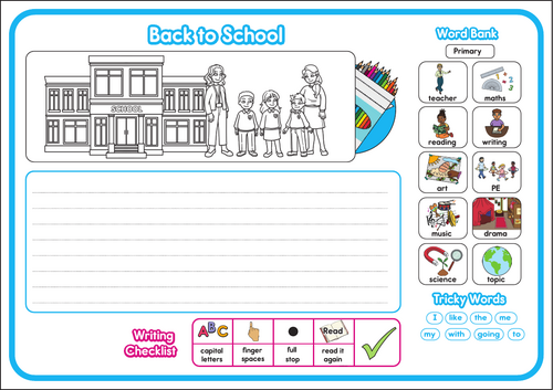 Back to School Writing Worksheet with Word Bank - Primary Writing ...