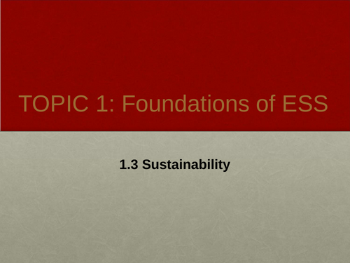 ESS 1.3 Sustainability first exams 2026 | Teaching Resources
