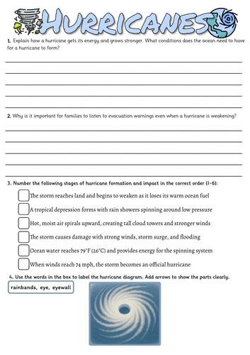 Hurricane Comprehension Texts & Tasks | Teaching Resources