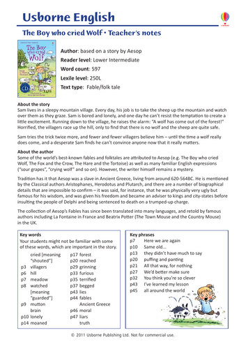 The Boy Who Cried Wolf | Teaching Resources