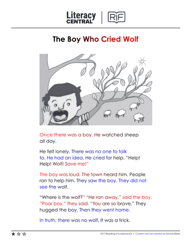 The Boy Who Cried Wolf | Teaching Resources