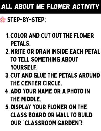 All About Me Flower Craft: Welcome Back to School Bulletin Board Idea ...