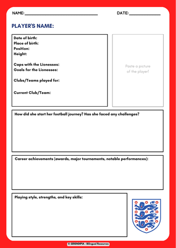 The Lionesses (women's football team) READING COMPREHENSION ACTIVITIES ...