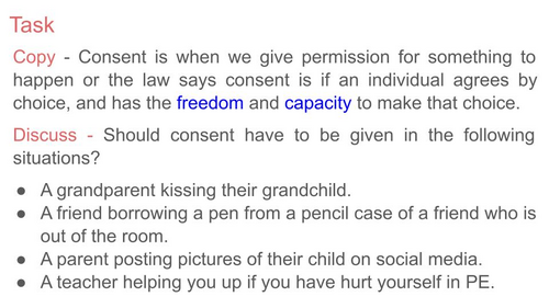 Consent PSHE Lesson | Teaching Resources