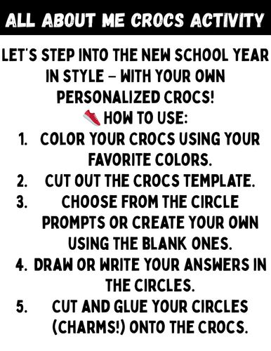 All About Me Crocs Craft | First Week of School Getting To Know You ...