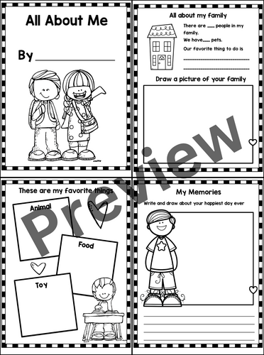 All About Me Poster Activities Book | First Day Of Back To School ...