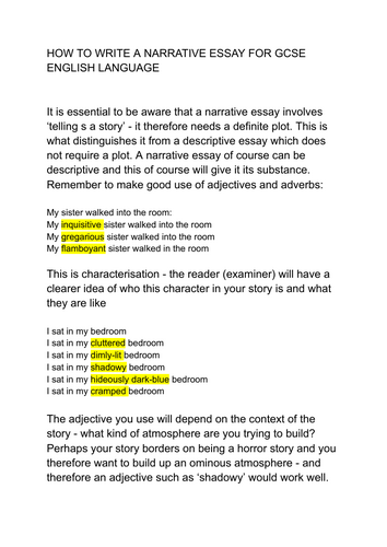Writing an A* narrative essay english language wjec | Teaching Resources