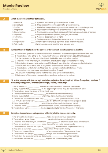 B1 EFL - Movie Review: Freedom Writers | Teaching Resources