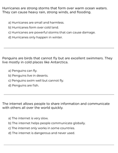main idea multiple choice worksheets 6th grade | Teaching Resources