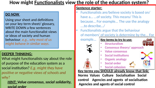 AQA GCSE Sociology Education: The role of education - Functionalist ...