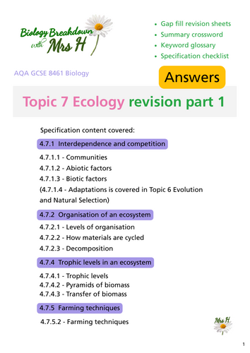 GCSE Ecology revision part 1 | Teaching Resources