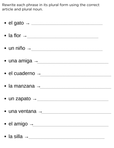 nouns and articles in spanish worksheet answers | Teaching Resources
