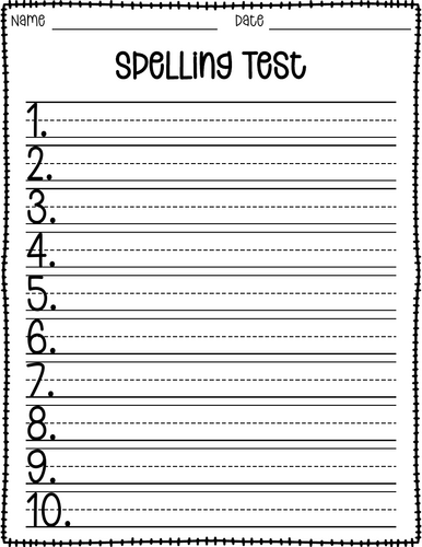 All Grades Spelling Test Templates with Handwriting Lines - 10, 15, 20 ...